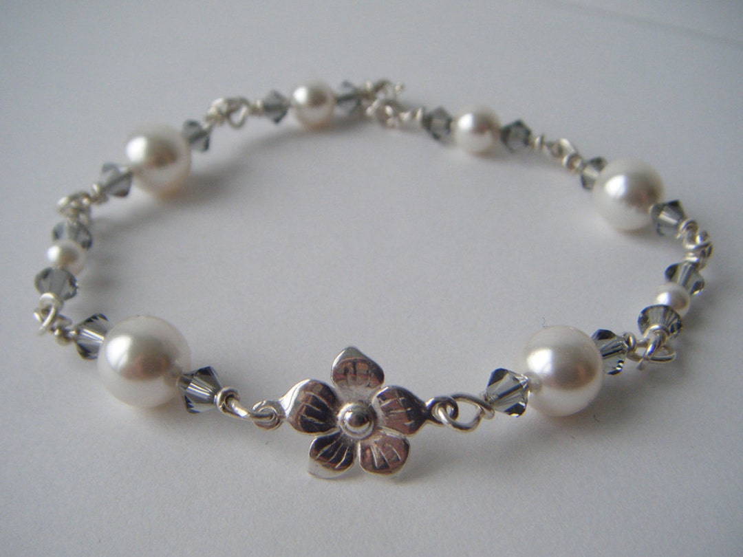 Bridal Flower Bracelet: Handmade, Sterling Silver - Etsy
