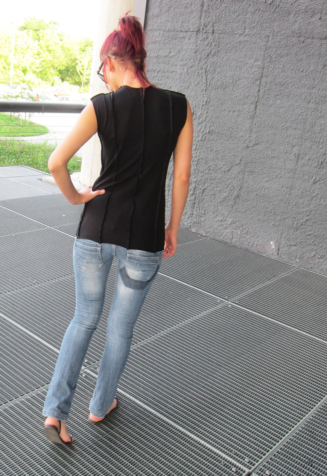 Visible Seams Black Sleeveless Top, Minimalist Fitted Tank, Capsule ...