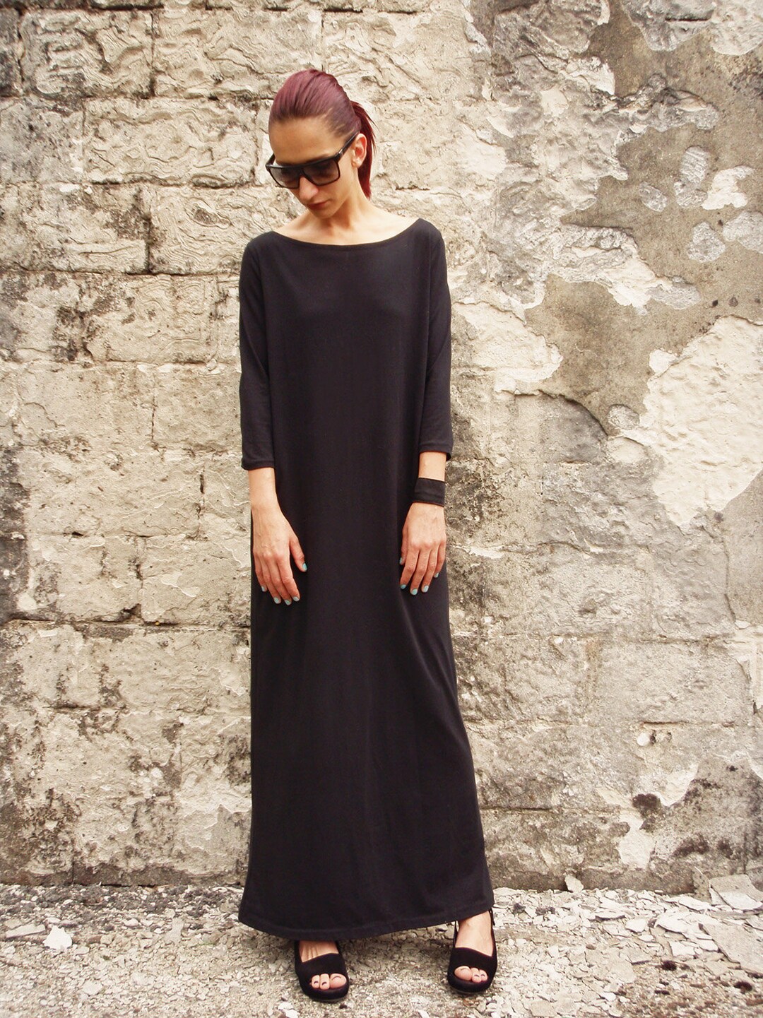 Minimalist Maxi Women's Dress: Elegant Kaftan With Long Sleeves - Etsy