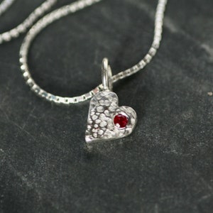 Recycled Solid Sterling Silver and Ruby Heart Pendant Necklace ...
