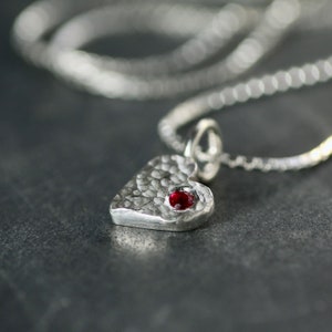 Recycled Solid Sterling Silver and Ruby Heart Pendant Necklace ...