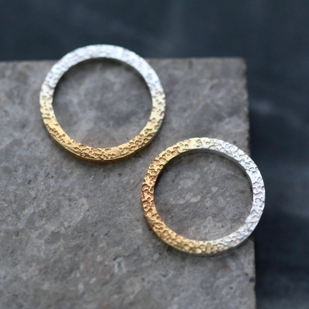 Handmade Dot Fade Silver & 24ct Gold Earrings, Sterling Silver Open ...