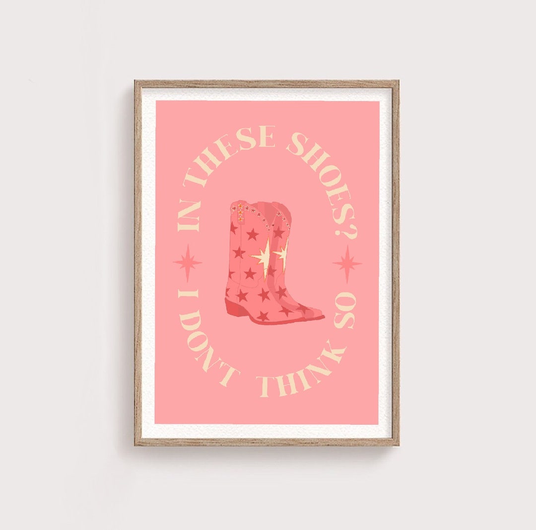 Cowboy Boots Poster | Pink Cowboy Boot Art Print | Digital Print ...