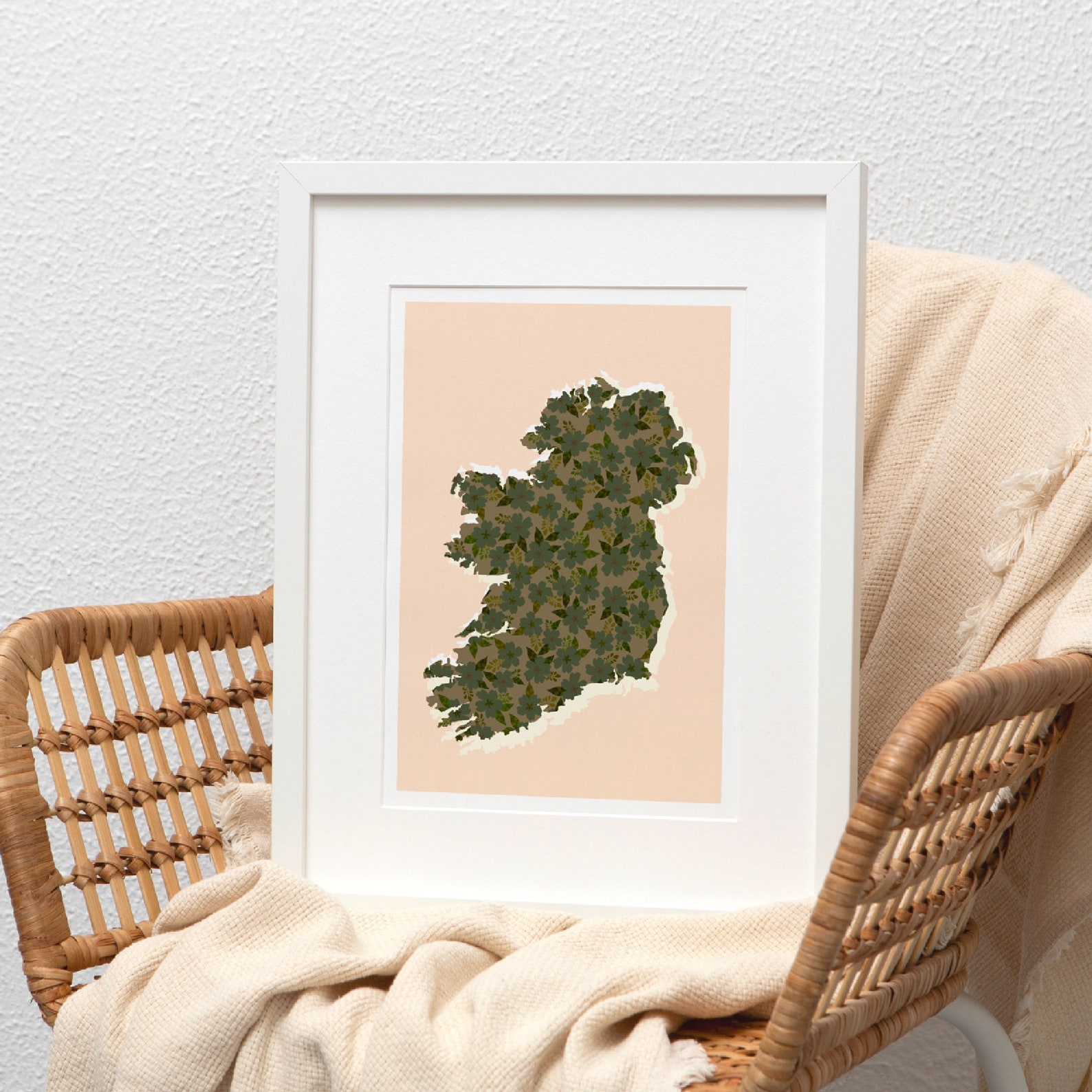 Irish Poster | Map of Ireland Print | Travel | Green Flower | Modern ...