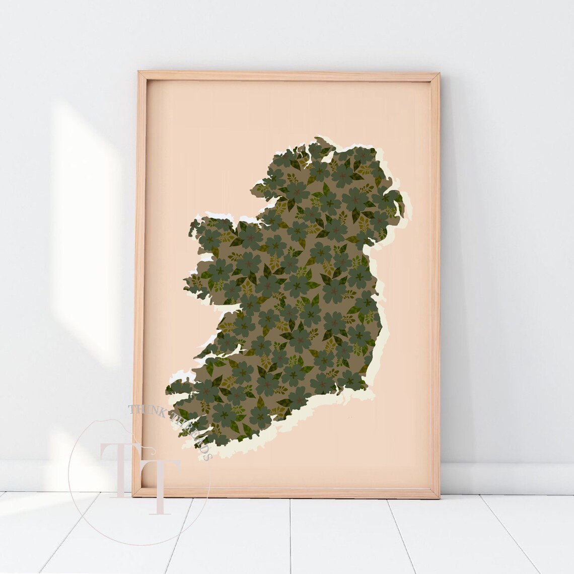 Irish Poster Map of Ireland Print Travel Green Flower - Etsy UK