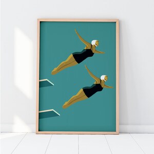 Swimmers Poster | Vintage Swimming Art | 1920s Style Wall Art | Blue ...