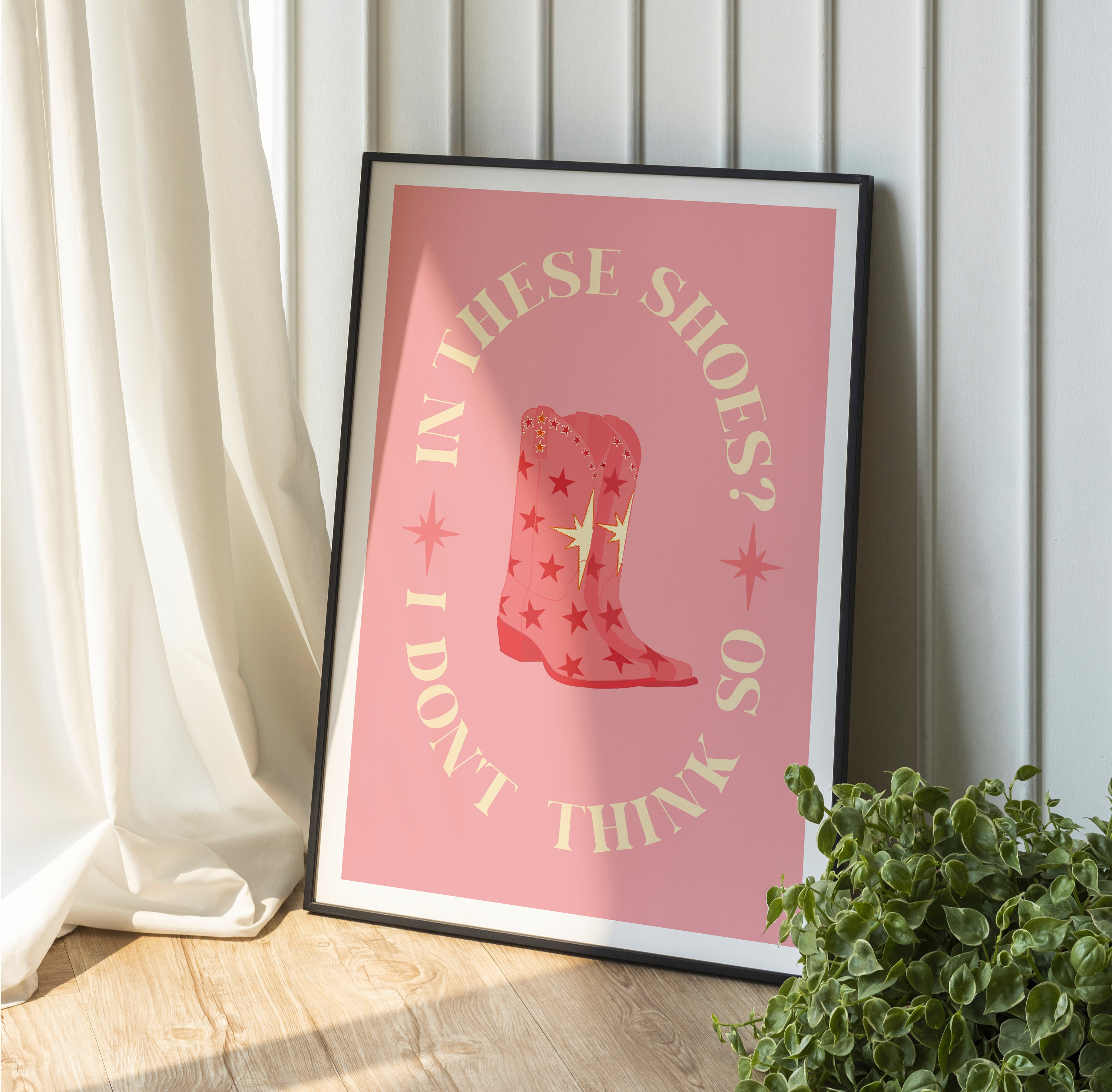 Cowboy Boots Poster Pink Cowboy Boot Art Print Digital - Etsy