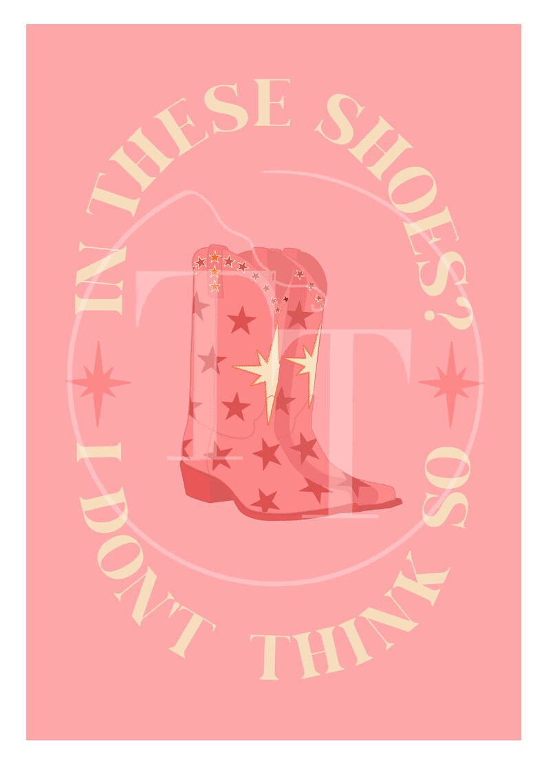 Cowboy Boots Poster | Pink Cowboy Boot Art Print | Digital Print ...