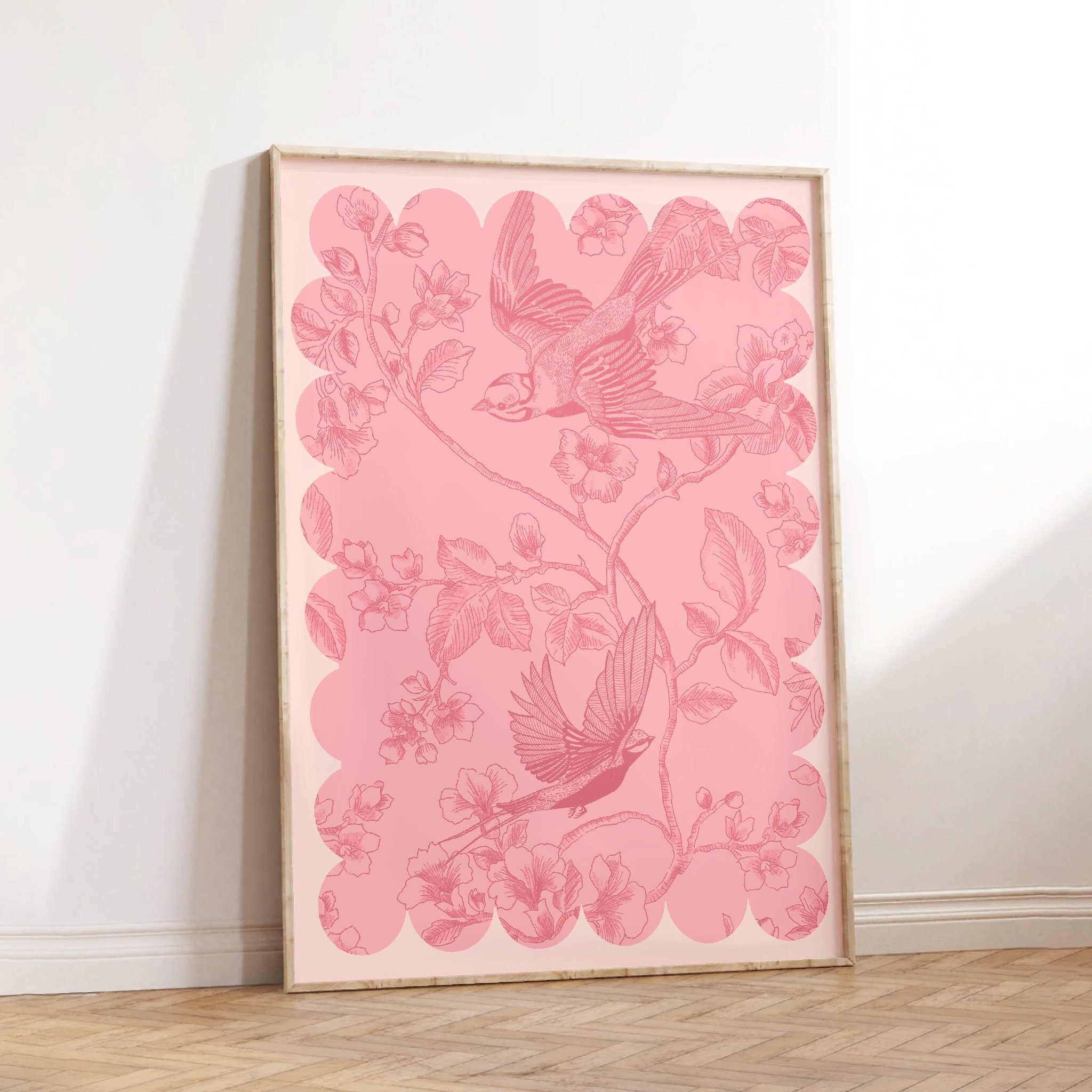 Antique Pink Chinoiserie Pattern Art Prints | Pink | French Wall Art ...