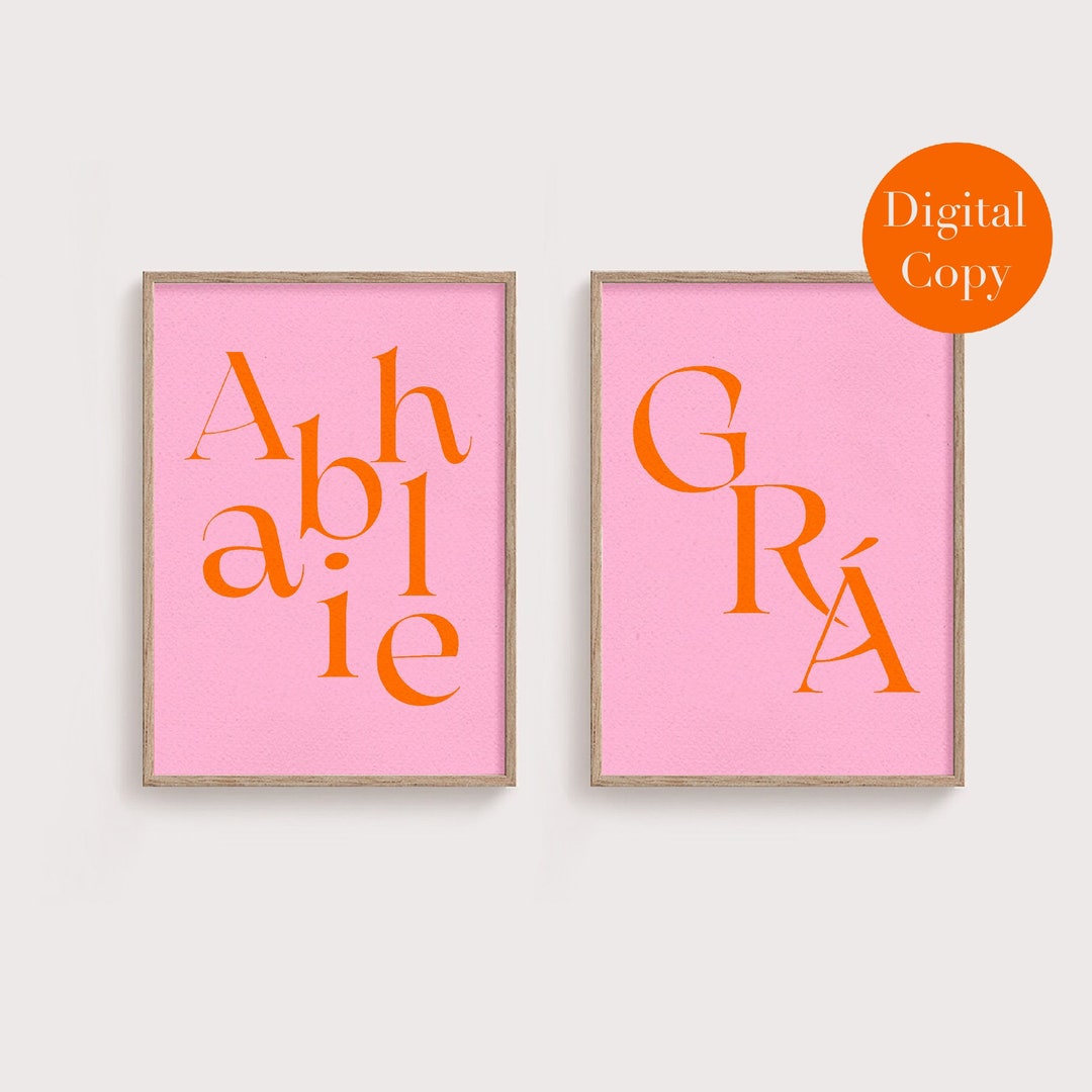 Irish Posters | Two Posters | Love and Home | Orange and Pink | DIGITAL ...