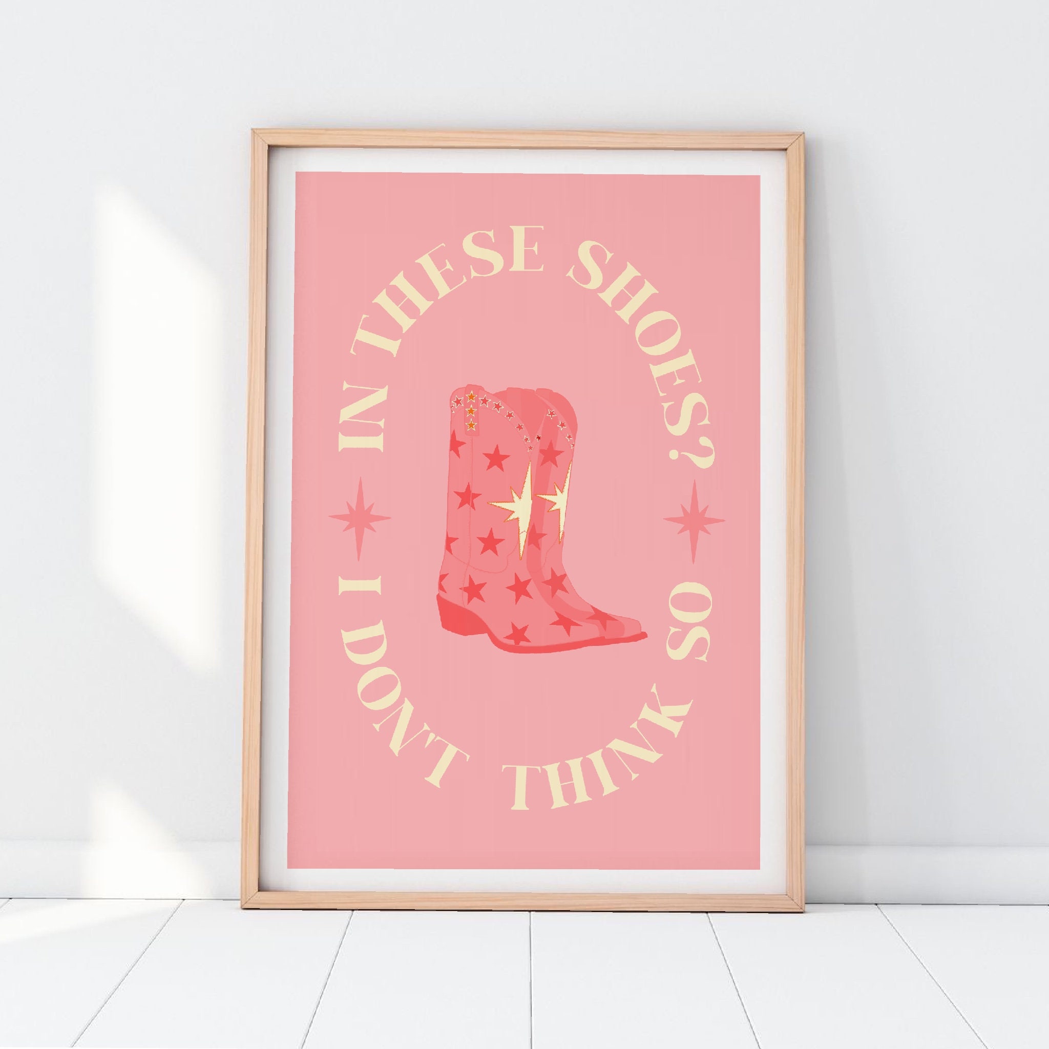 Cowboy Boots Poster Pink Cowboy Boot Art Print Digital - Etsy