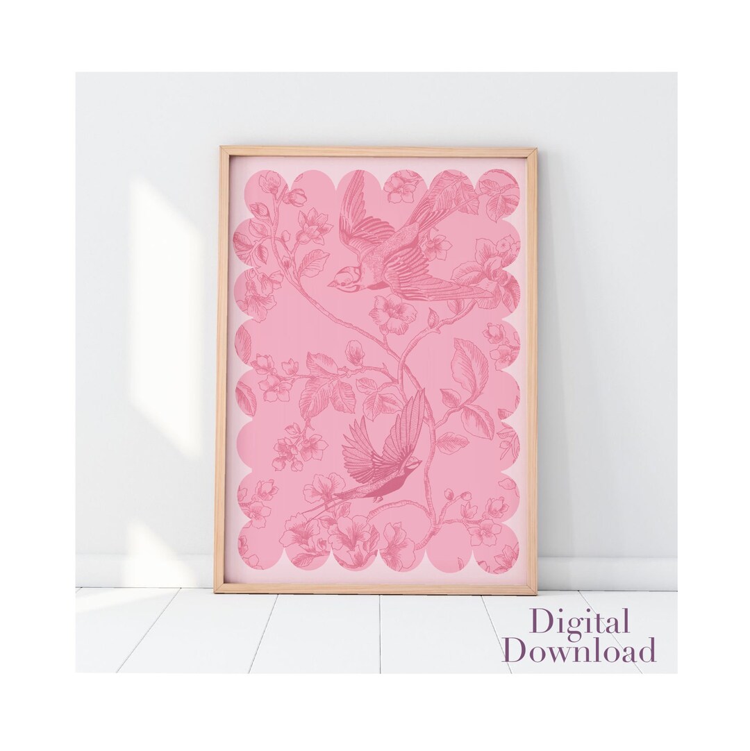 Antique Pink Chinoiserie Pattern Art Prints | Pink | French Wall Art ...