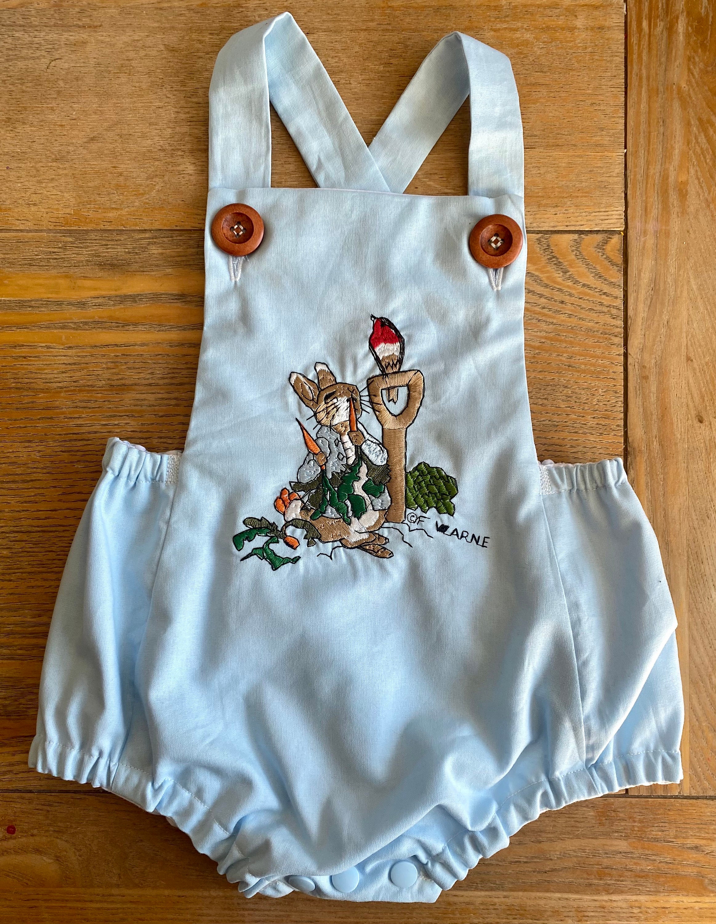 Peter rabbit romper embroidered traditional romper | Etsy