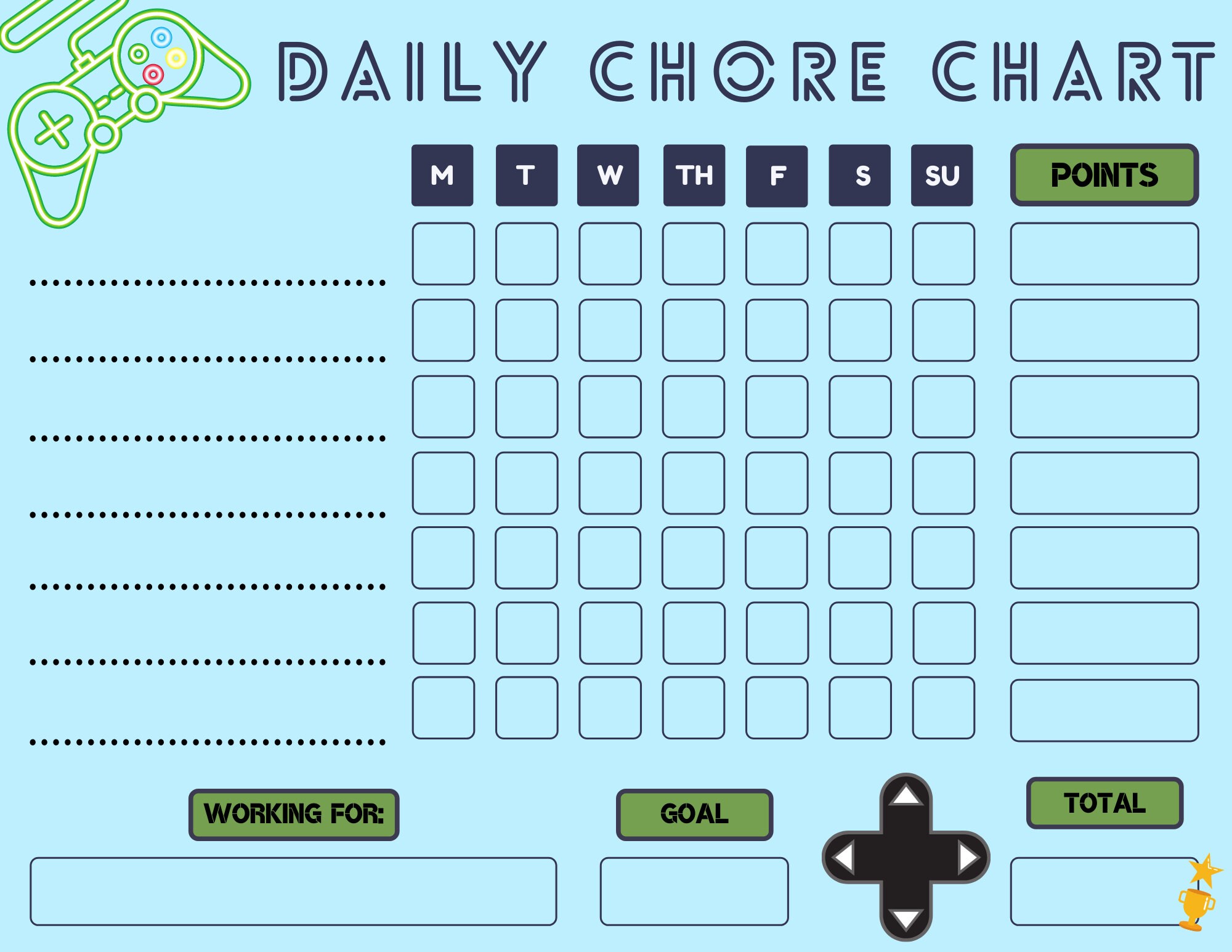 Gaming Daily Chore Chart - Etsy
