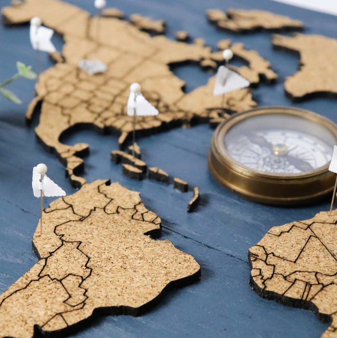 Push Pin Travel Map - 24"x14" - Etsy