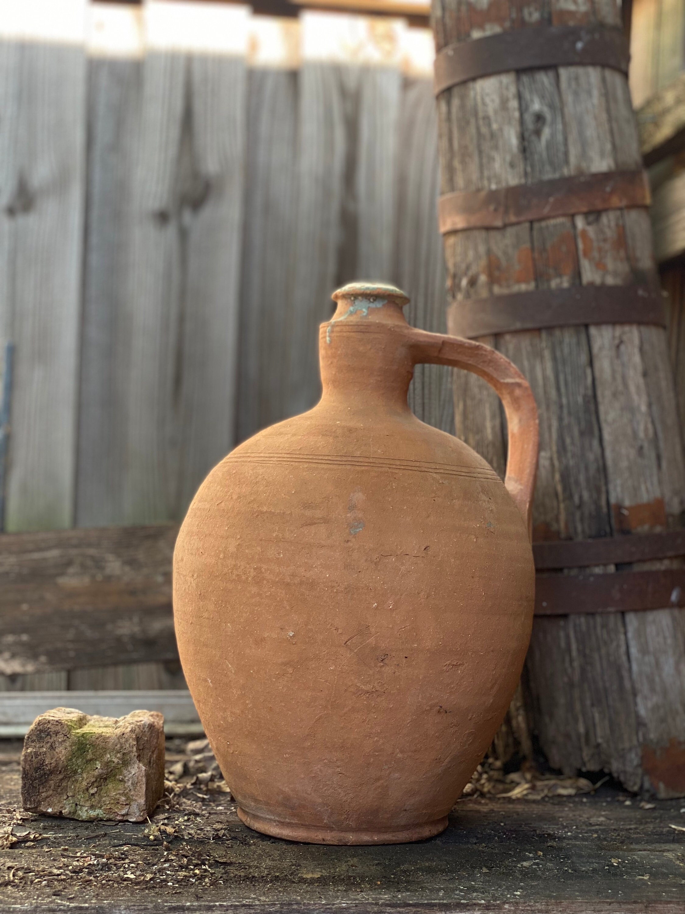 Antique Terracotta Clay Water/wine Jug | Vintage Eastern European ...