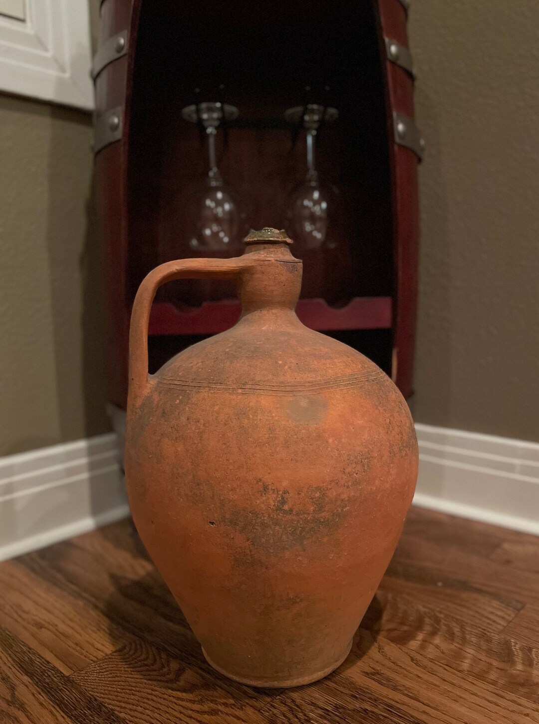 Large Rustic Vintage Flask, Handmade Antique Clay Jug, Terracotta Pot ...