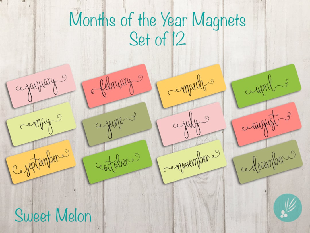 Calendar Magnets, Classroom Organization Magnets, Months of the Year ...