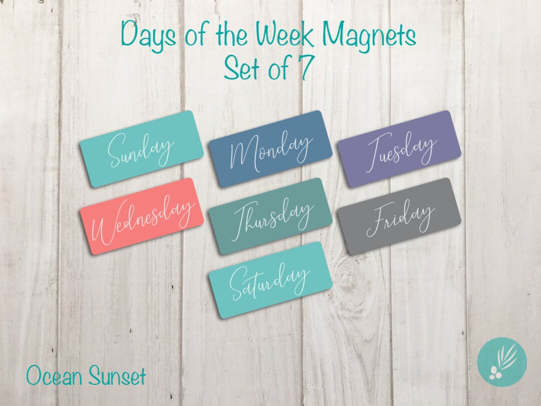 Calendar Magnets, Classroom Organization Magnets, Days of the Week ...