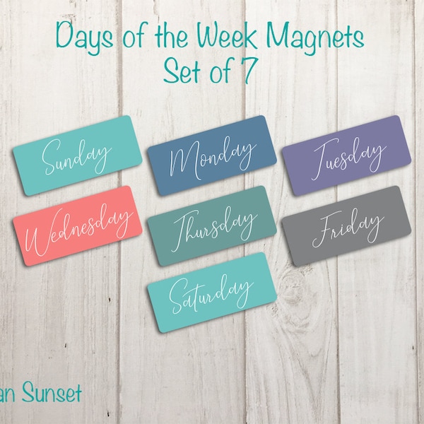 Magnetic Labels Days of the Week - Etsy