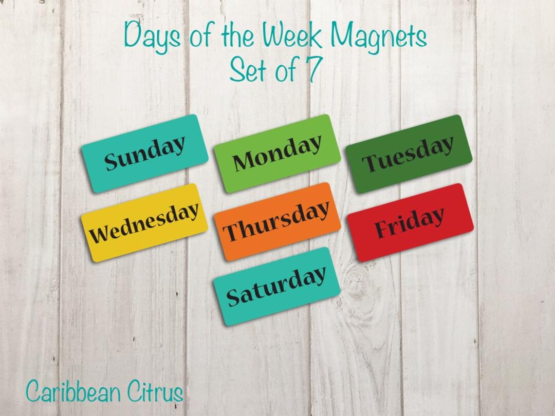 Calendar Magnets, Classroom Organization Magnets, Days of the Week ...