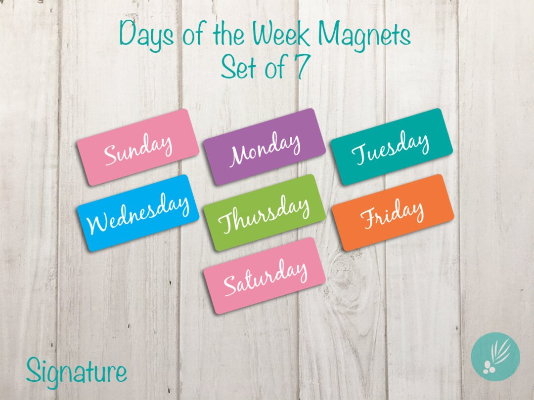 Calendar Magnets, Classroom Organization Magnets, Days of the Week ...