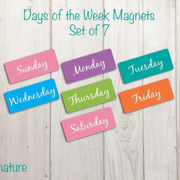 Magnetic Labels Days of the Week - Etsy