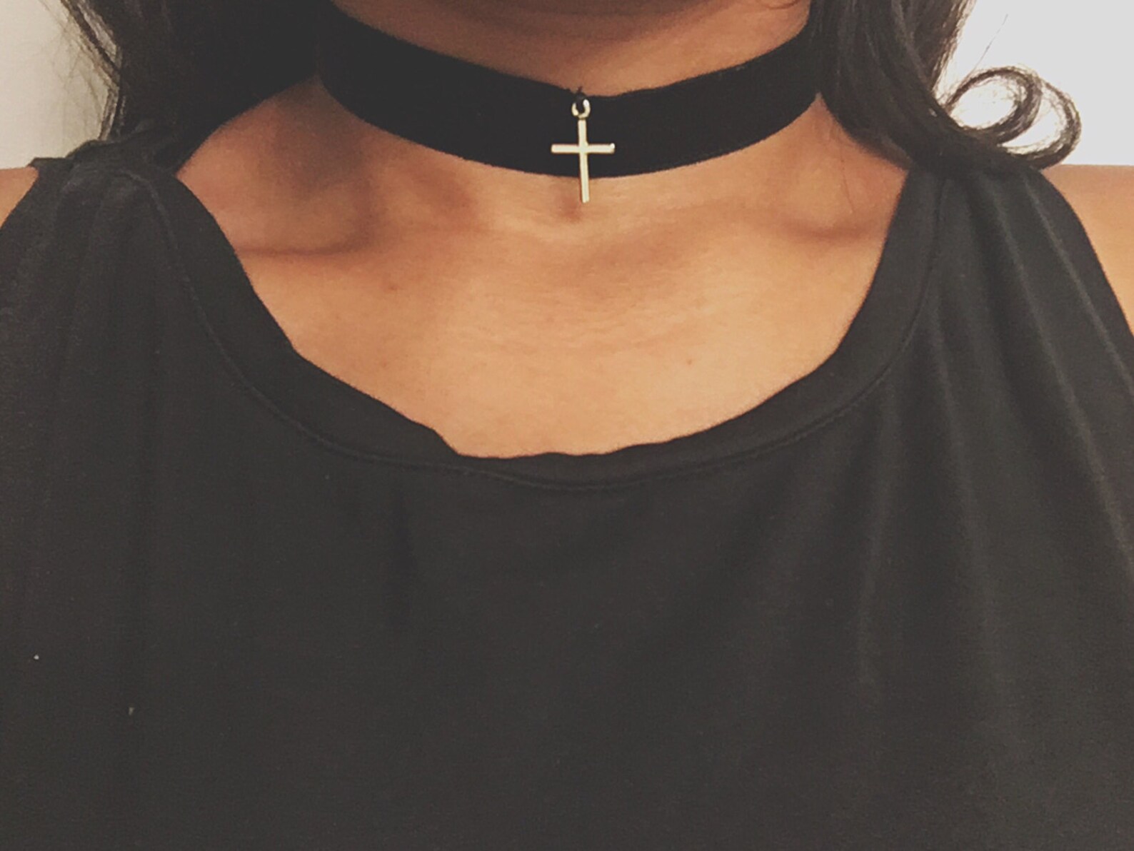 Cross Choker Neckalce - Velvet Choker Necklace - Etsy