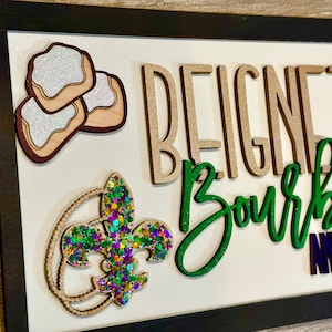Mardi Gras Sign | 3D Wood Beignets, Bourbon, Beads Decor - Etsy