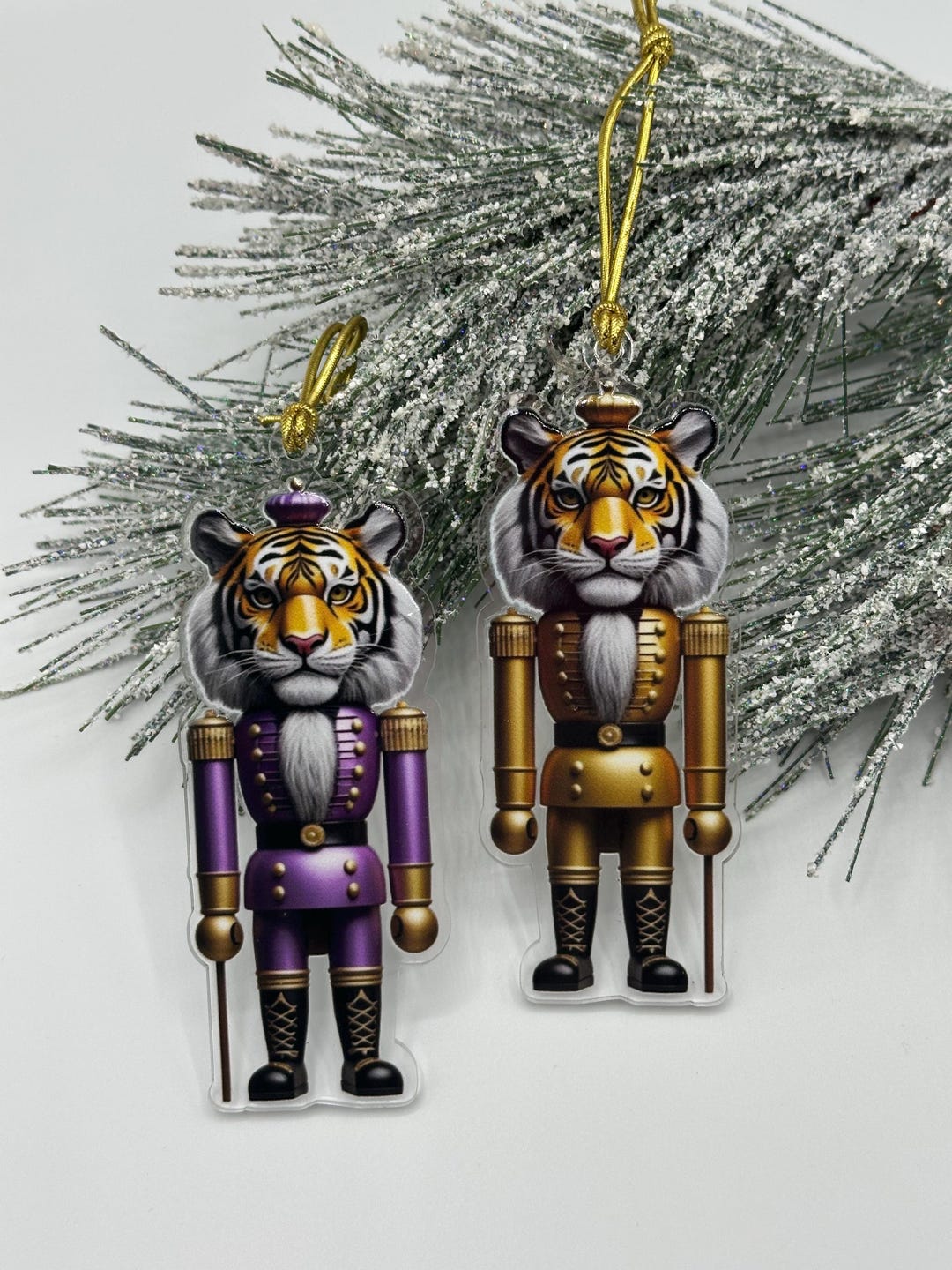 Tiger Nutcracker Ornaments / Purple & Gold Tiger King Christmas Decor ...