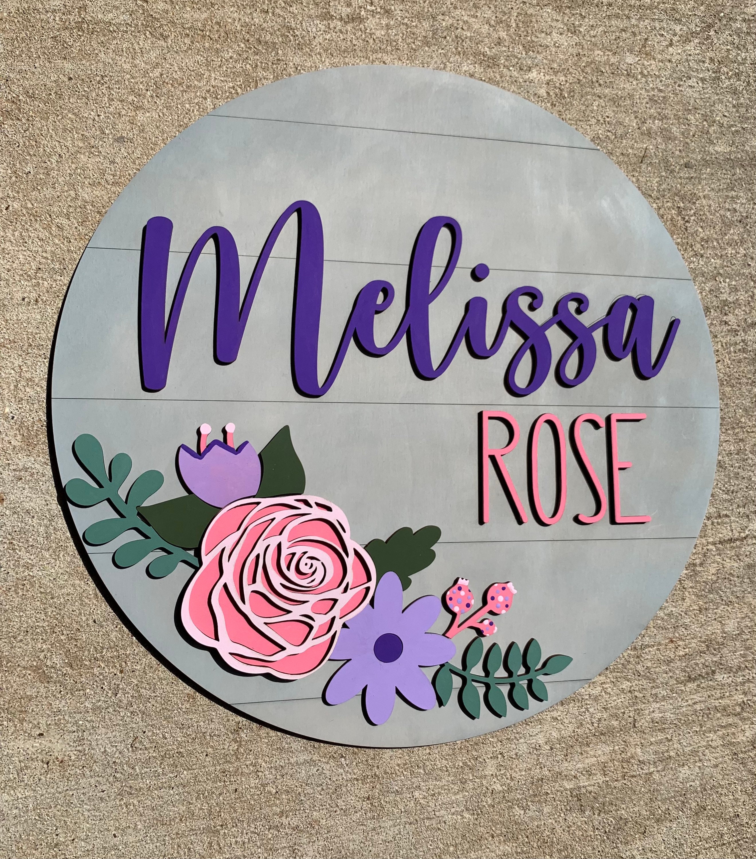 Personalized Floral Name Sign | Custom Girls Room Decor - Etsy