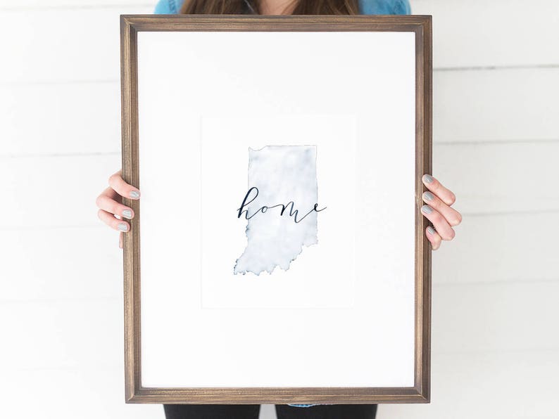 Indiana Watercolor Indiana Print Indiana Home Indiana Wall - Etsy