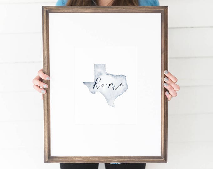 Texas Watercolor, Texas Print, Texas Home, Texas Wall Art, Texas ...