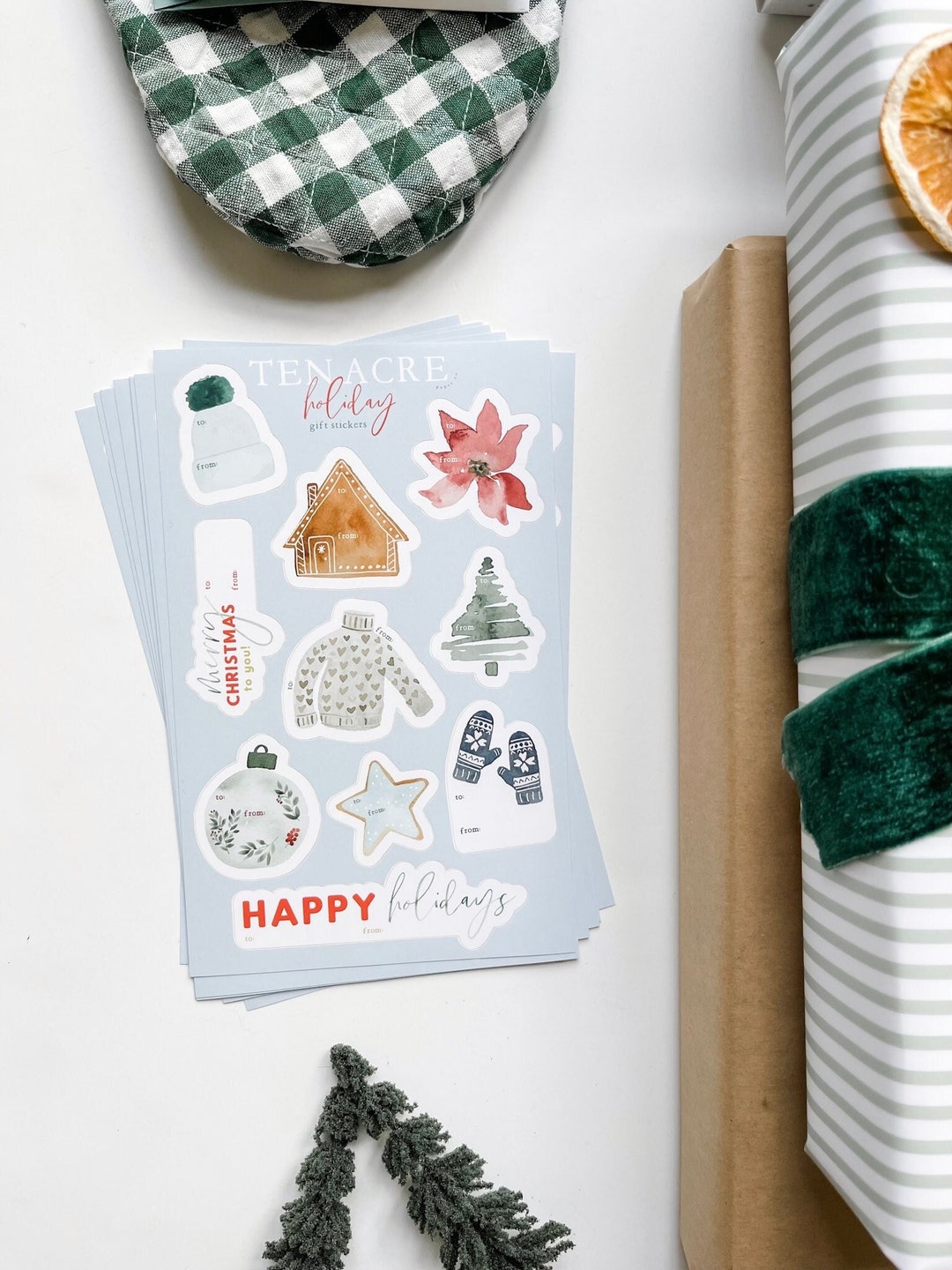 Illustrated Gift Tag Stickers, to From Gift Stickers, Watercolor ...