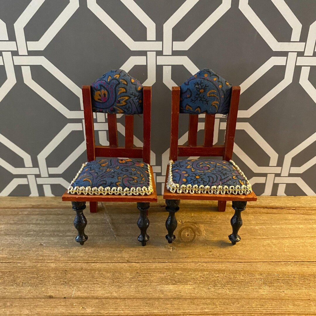 Antique GERMAN Chair Dollhouse Miniature Set of 2 | 1890s Vintage Pair ...