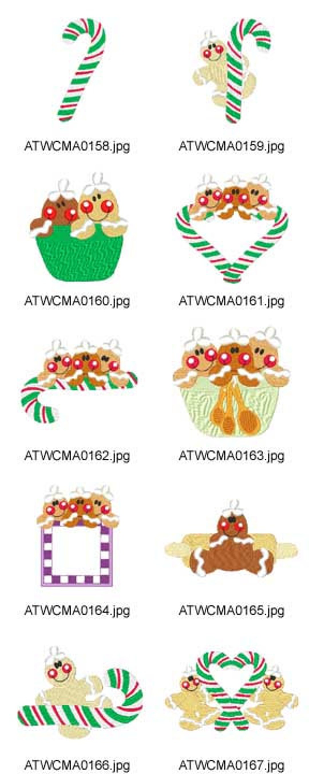 Candy-cane-gingers 10 Machine Embroidery Designs From ATW - Etsy