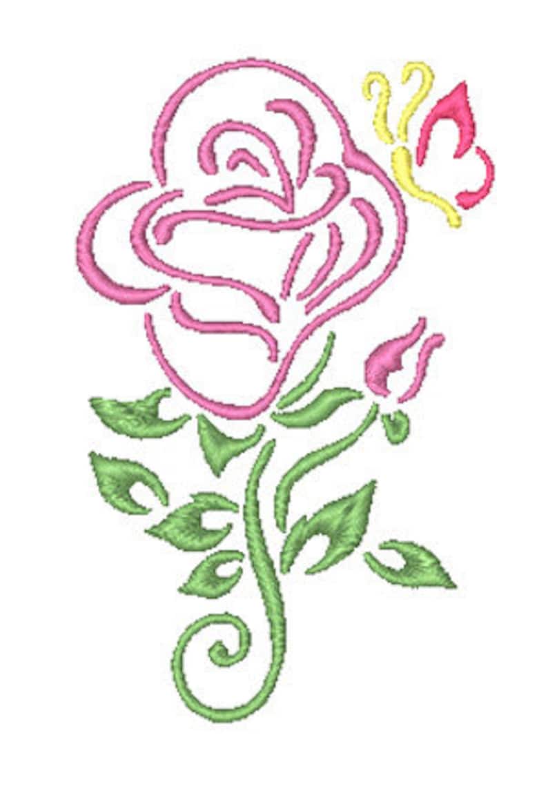 Outline Roses Machine Embroidery Designs - Etsy