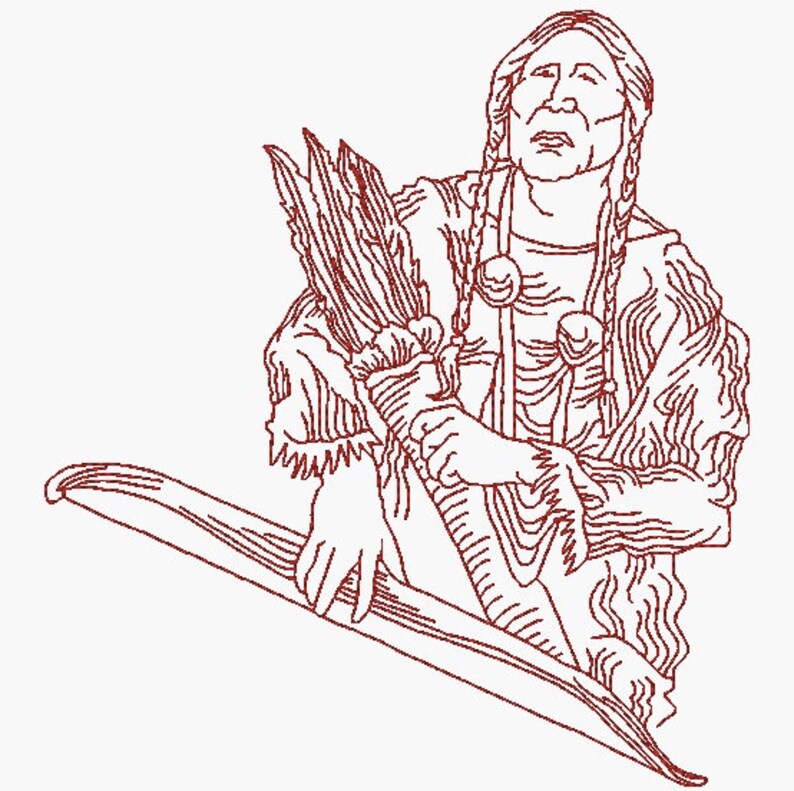 Native American Indian Redwork Machine Embroidery Designs - Etsy