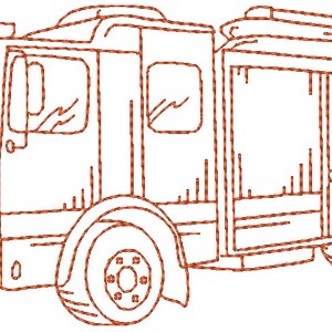 Redwork Fire Trucks [5x7] Machine Embroidery Designs - Etsy