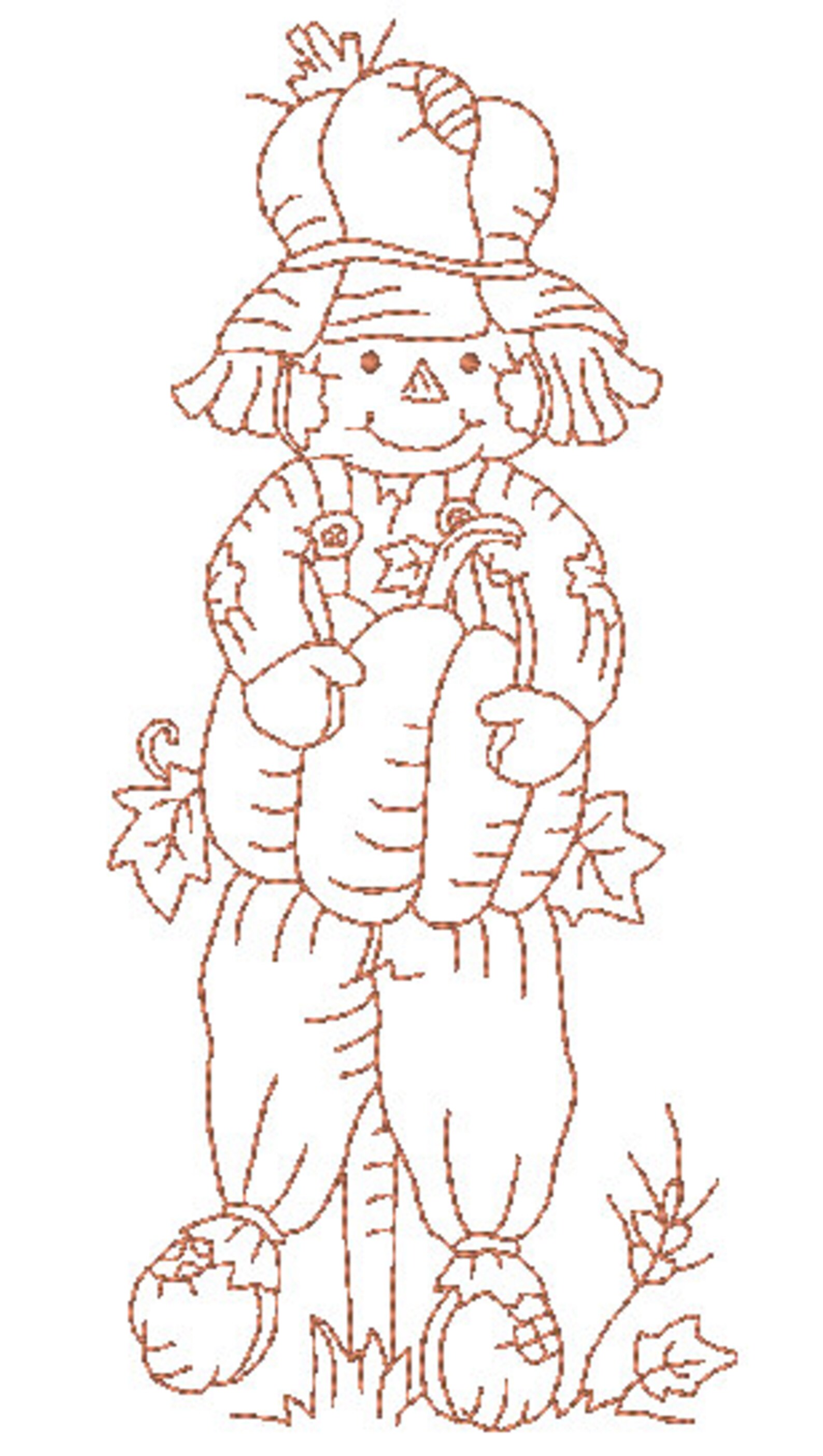 Redwork Autumn Scarecrows 20 Machine Embroidery Designs - Etsy