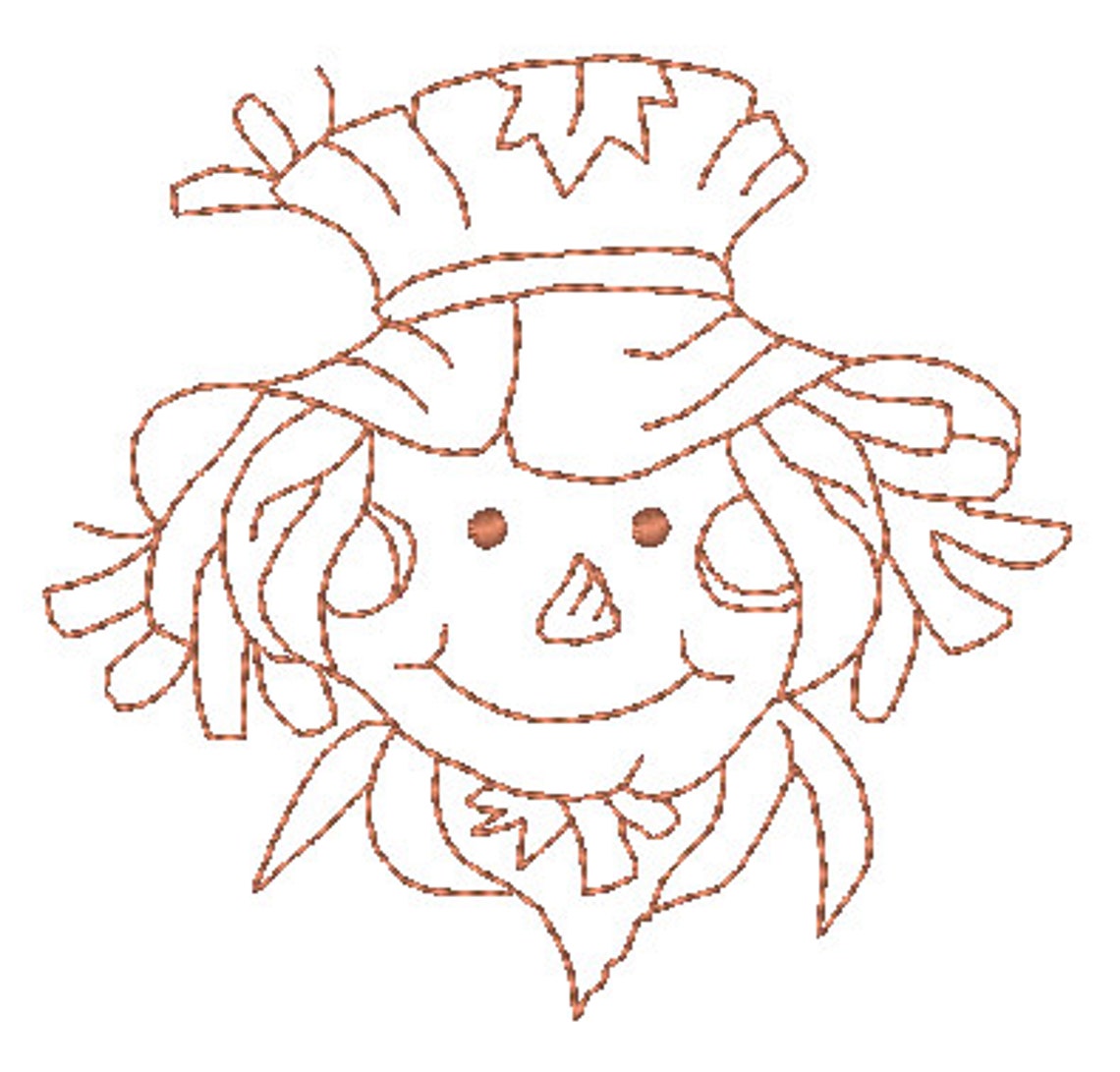 Redwork Autumn Scarecrows 20 Machine Embroidery Designs - Etsy