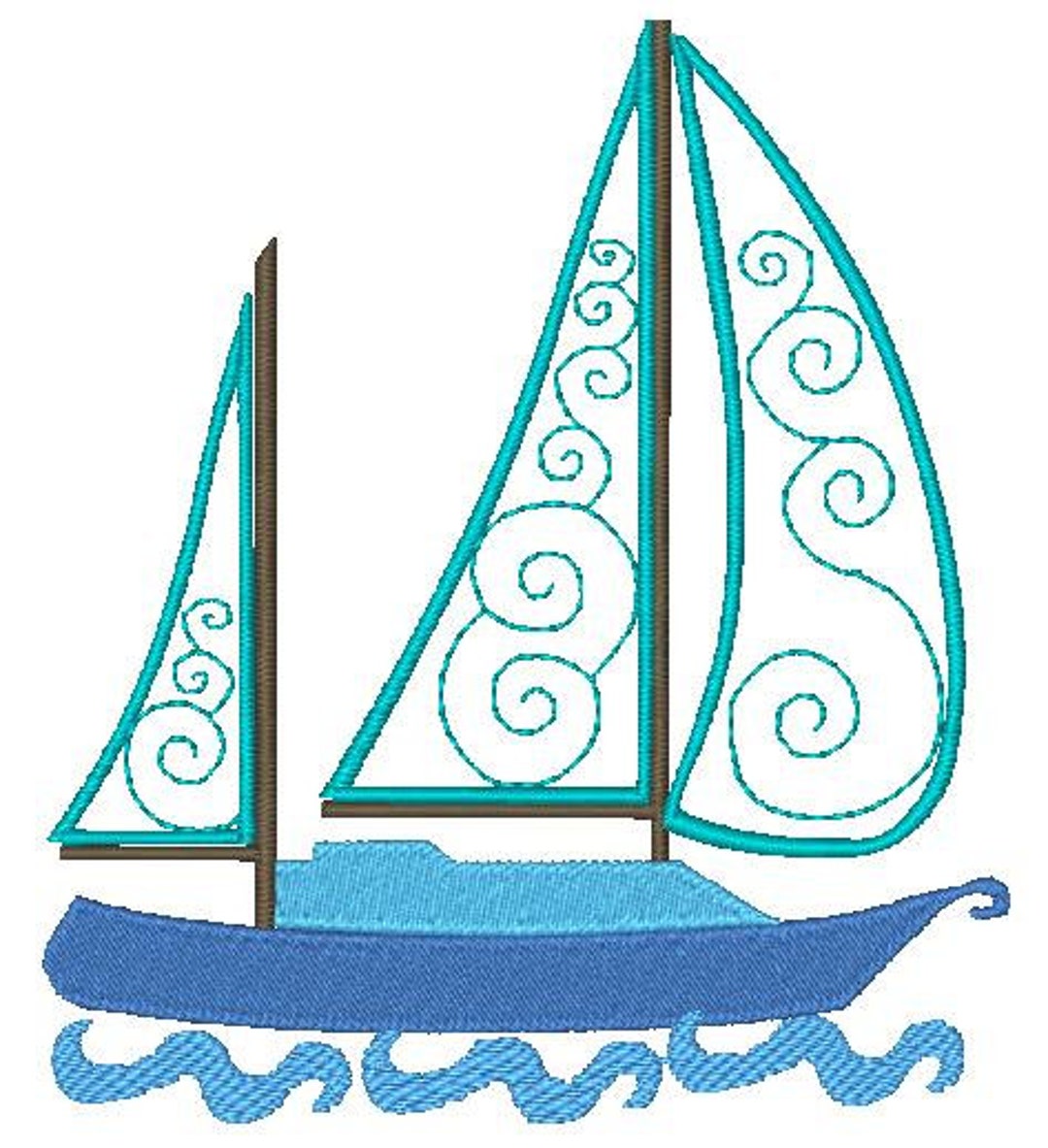 Curly Sailing Applique-5x7 Machine Embroidery Designs - Etsy