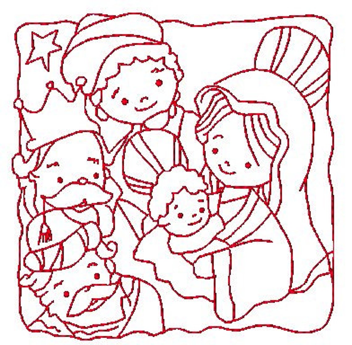 Nativity Redwork Quilt Squares Machine Embroidery Designs - Etsy