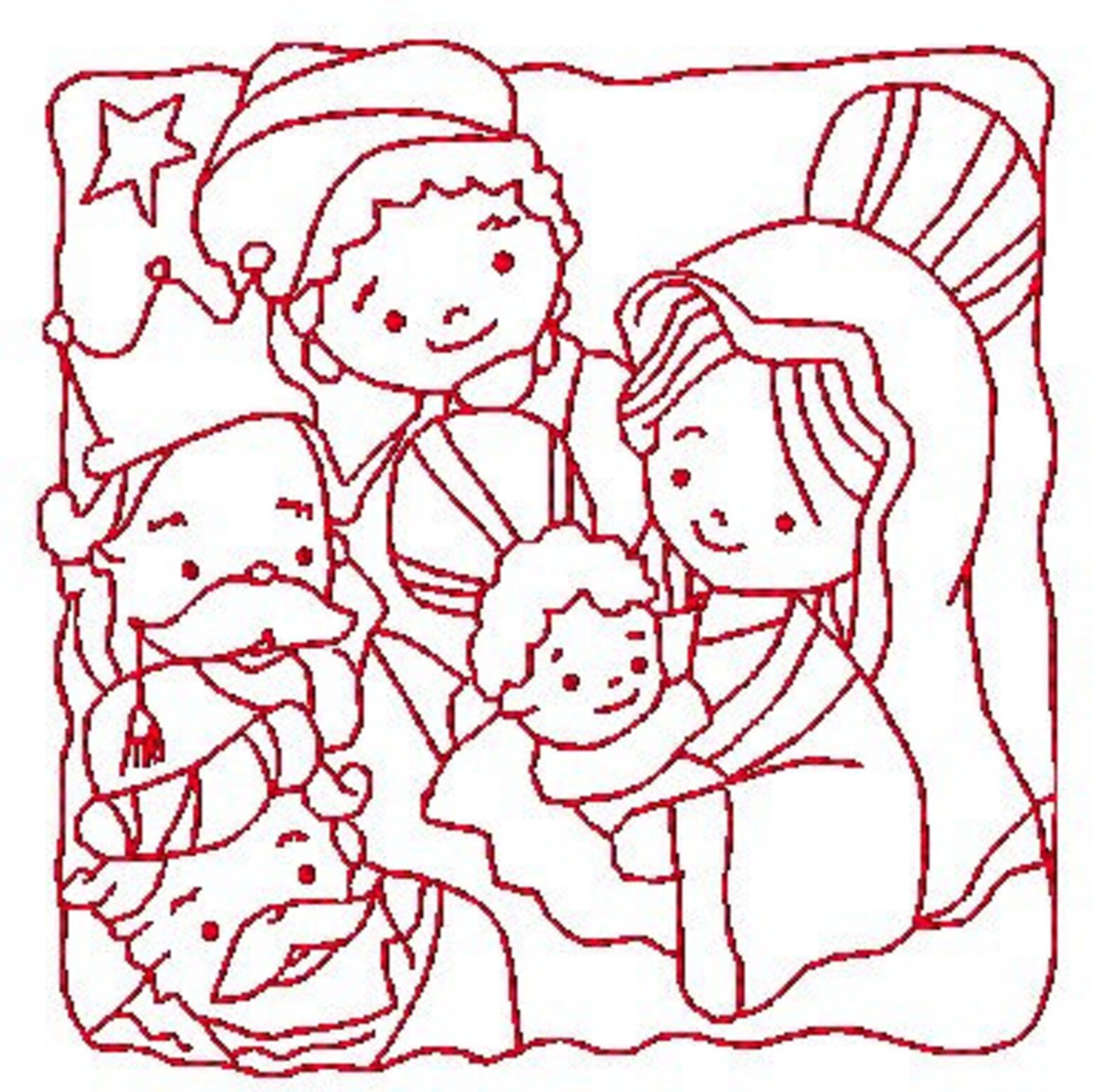 Nativity Redwork Quilt Squares Machine Embroidery Designs - Etsy