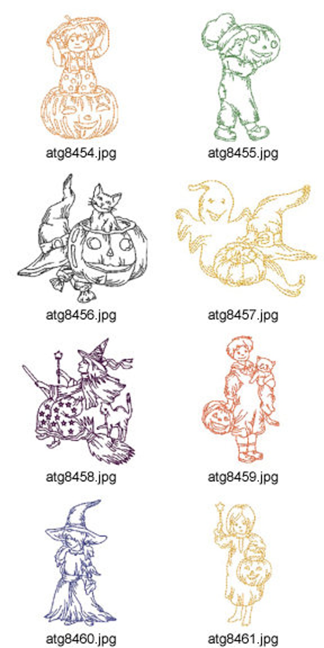 Halloween-redwork 5x7 8 Machine Embroidery Designs From ATW XYZ17H - Etsy