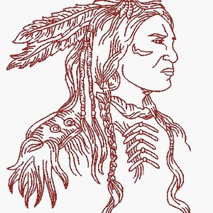 Native American Indian Redwork Machine Embroidery Designs - Etsy