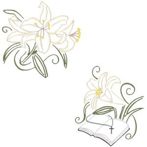 Easter Lilies ( 10 Machine Embroidery Designs) 5X7 Hoop - Etsy