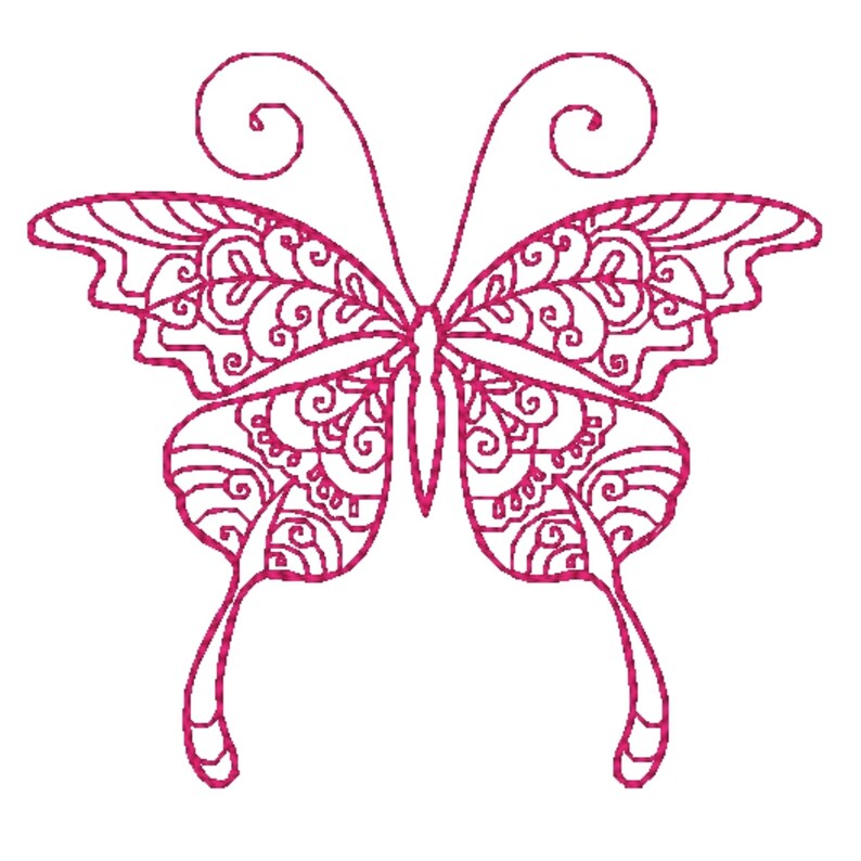 Art Butterflies Redwork ( 8 Machine Embroidery Designs by ATW) 4X4 Hoop ...