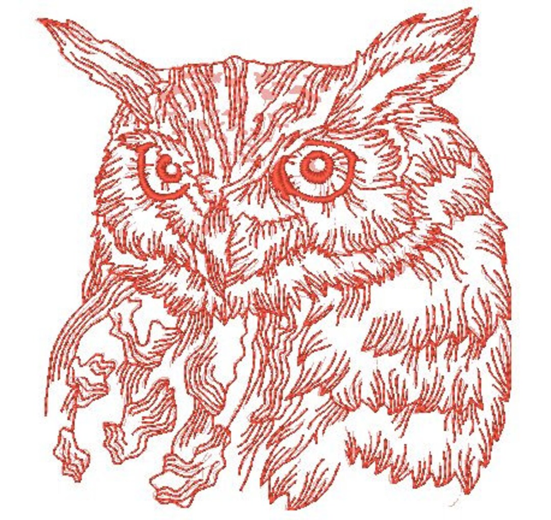 Redwork Realistic Owls for 5x7 Hoop Machine Embroidery Designs - Etsy