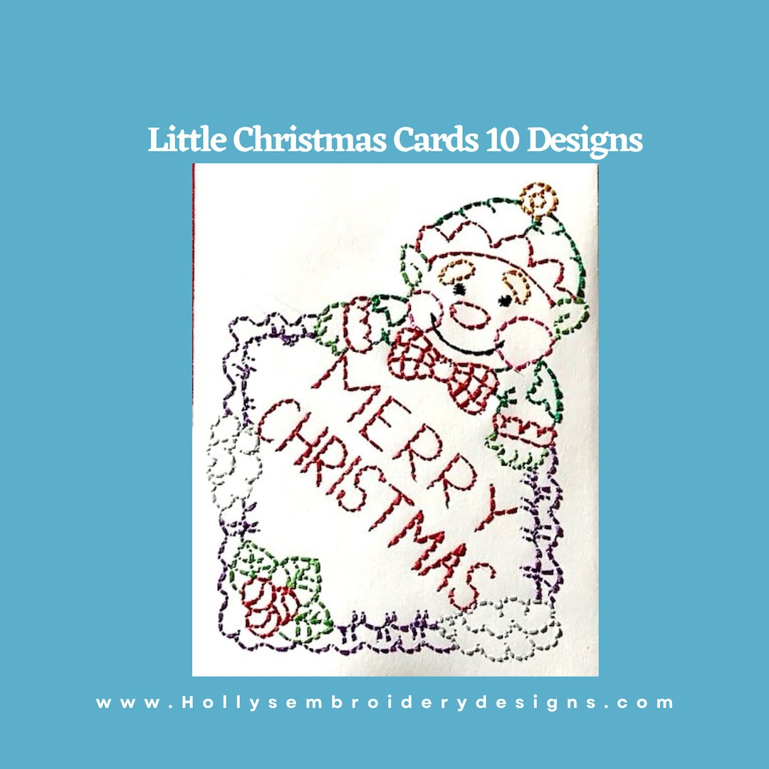 Christmas Card Machine Embroidery Designs: 5x7 Hoop, 10 Unique Patterns ...